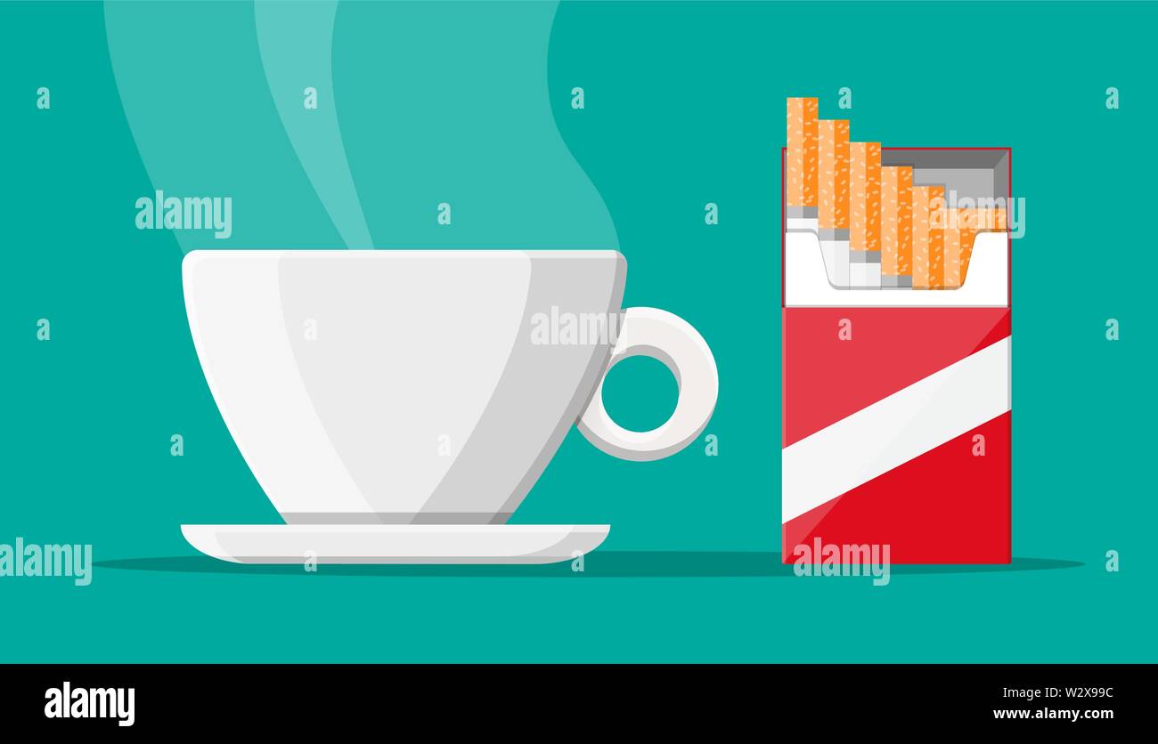 Cup hot coffee cigarette in Stock Vector Images - Alamy