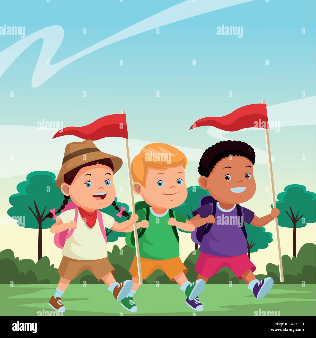 Kids and summer camp cartoons Stock Vector Image & Art - Alamy