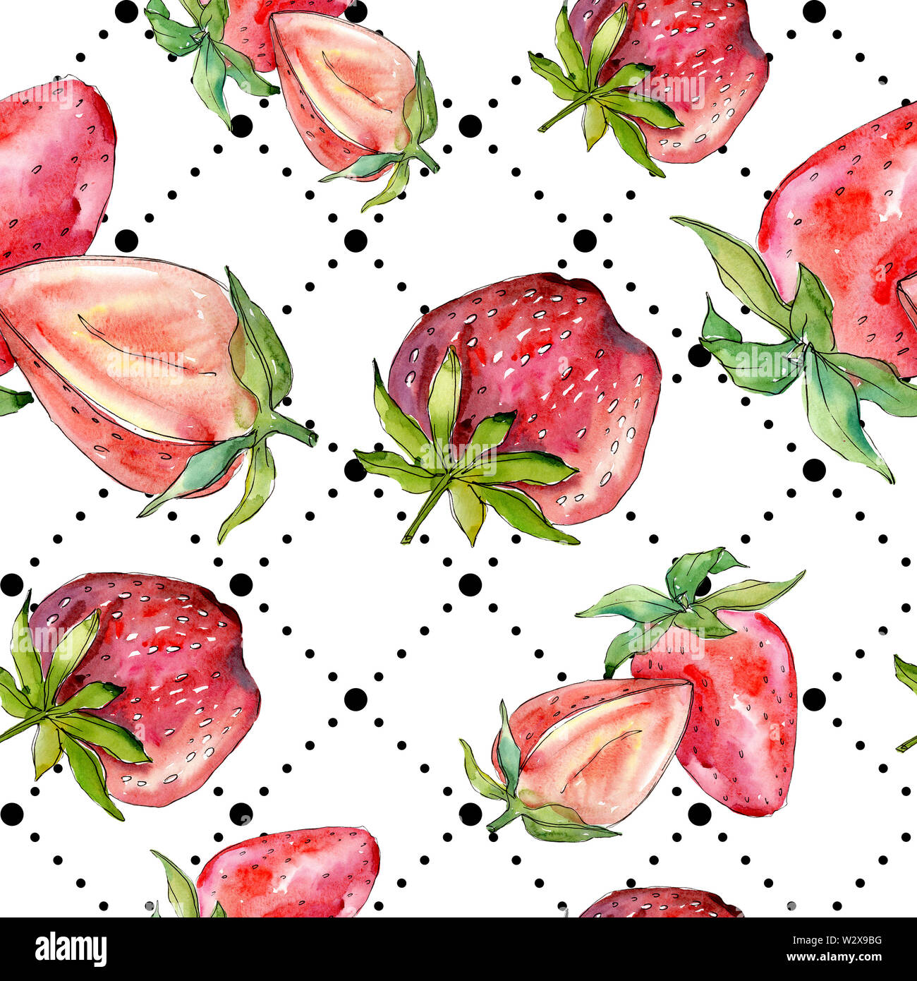 Strawberry healthy food fresh berry. Watercolor background illustration ...