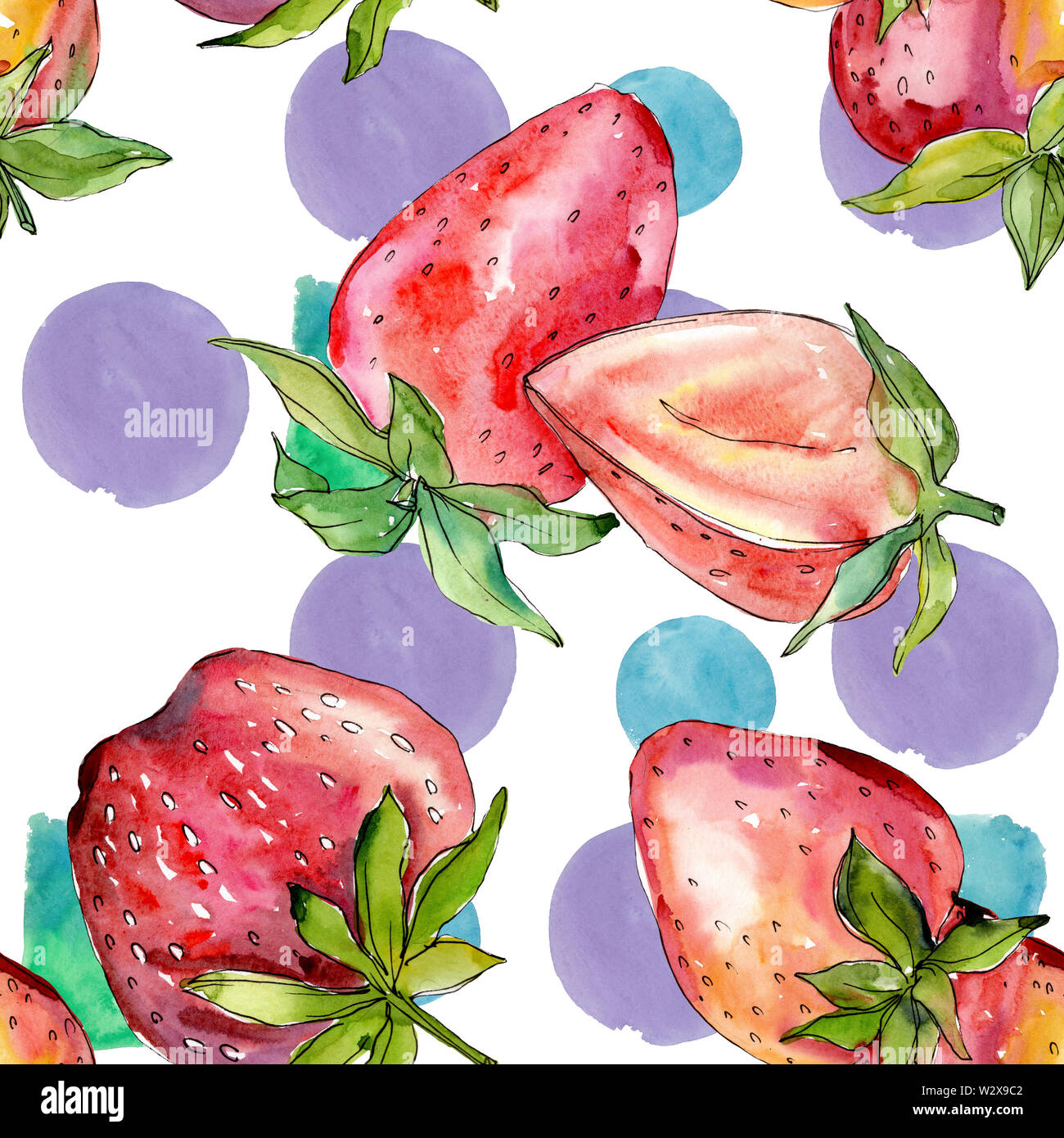 Strawberry healthy food fresh berry. Watercolor background illustration ...