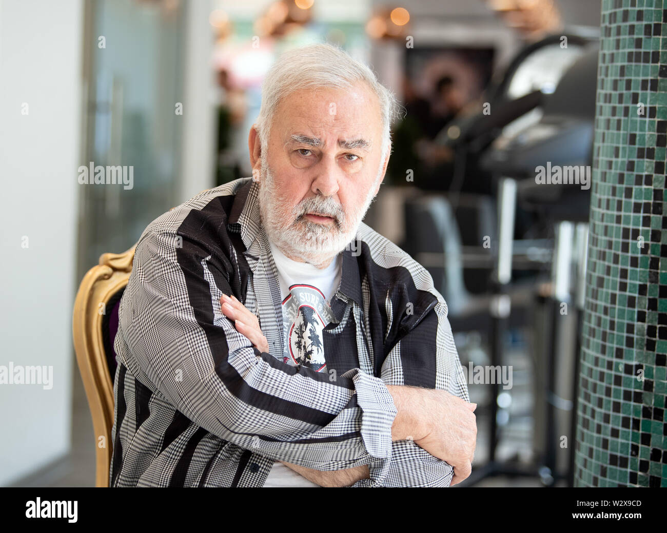 Berlin, Germany. 10th July, 2019. Udo Walz in his salon on ...