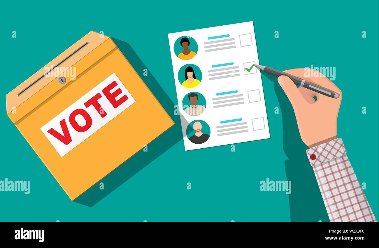 Ballot box, paper with candidates Stock Vector Image & Art - Alamy