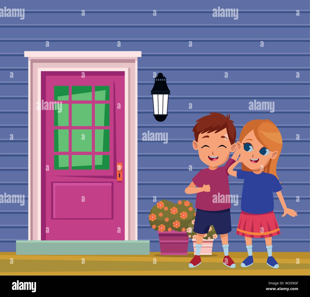 Kids friends playing and smiling cartoons Stock Vector Image & Art - Alamy
