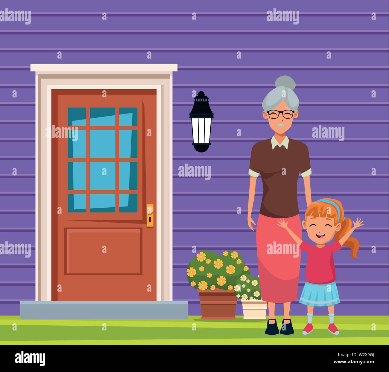 Family grandmother with grandchildren cartoon Stock Vector Image & Art ...