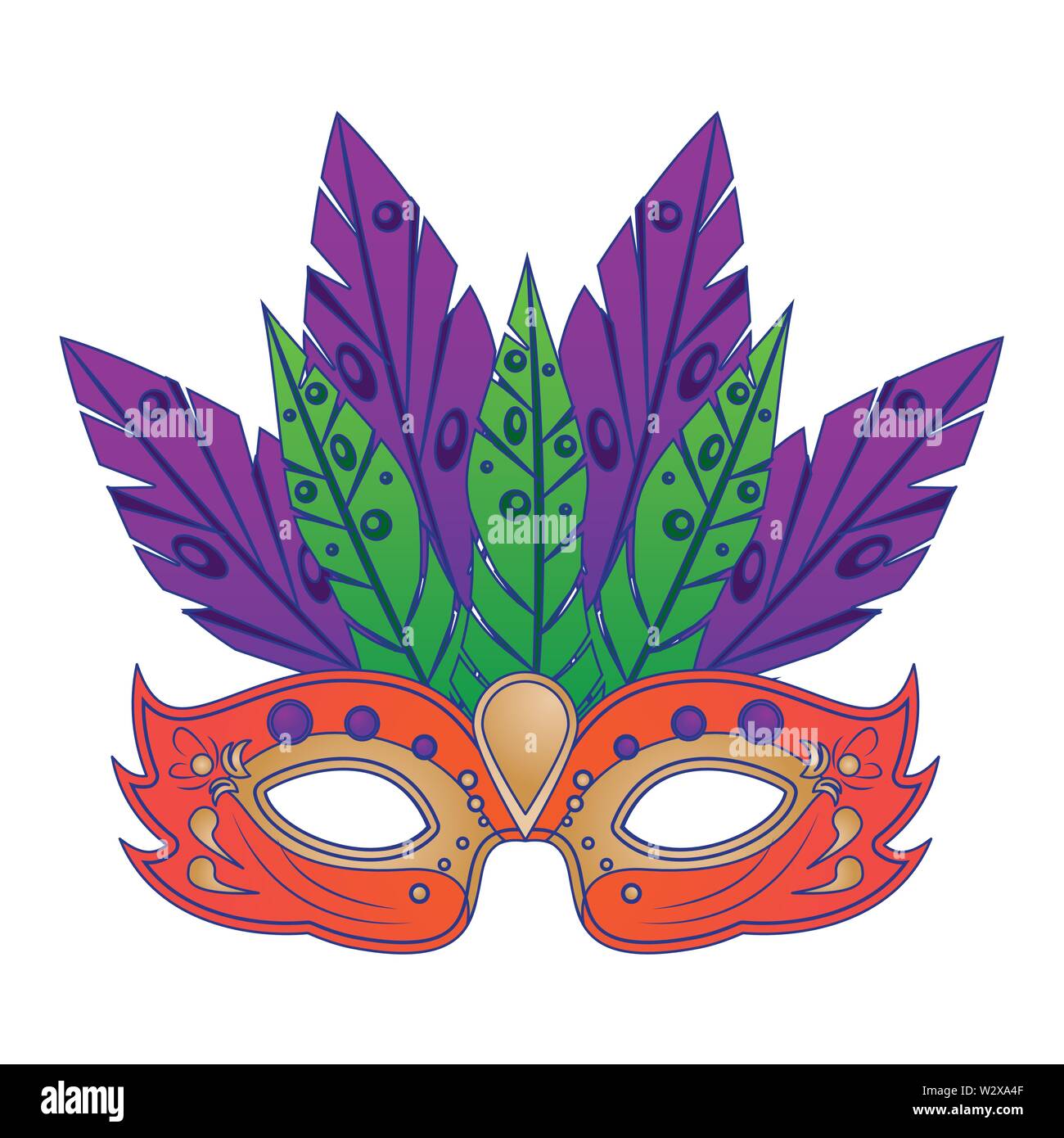 festive carnival party mask cartoon blue lines Stock Vector Image & Art ...