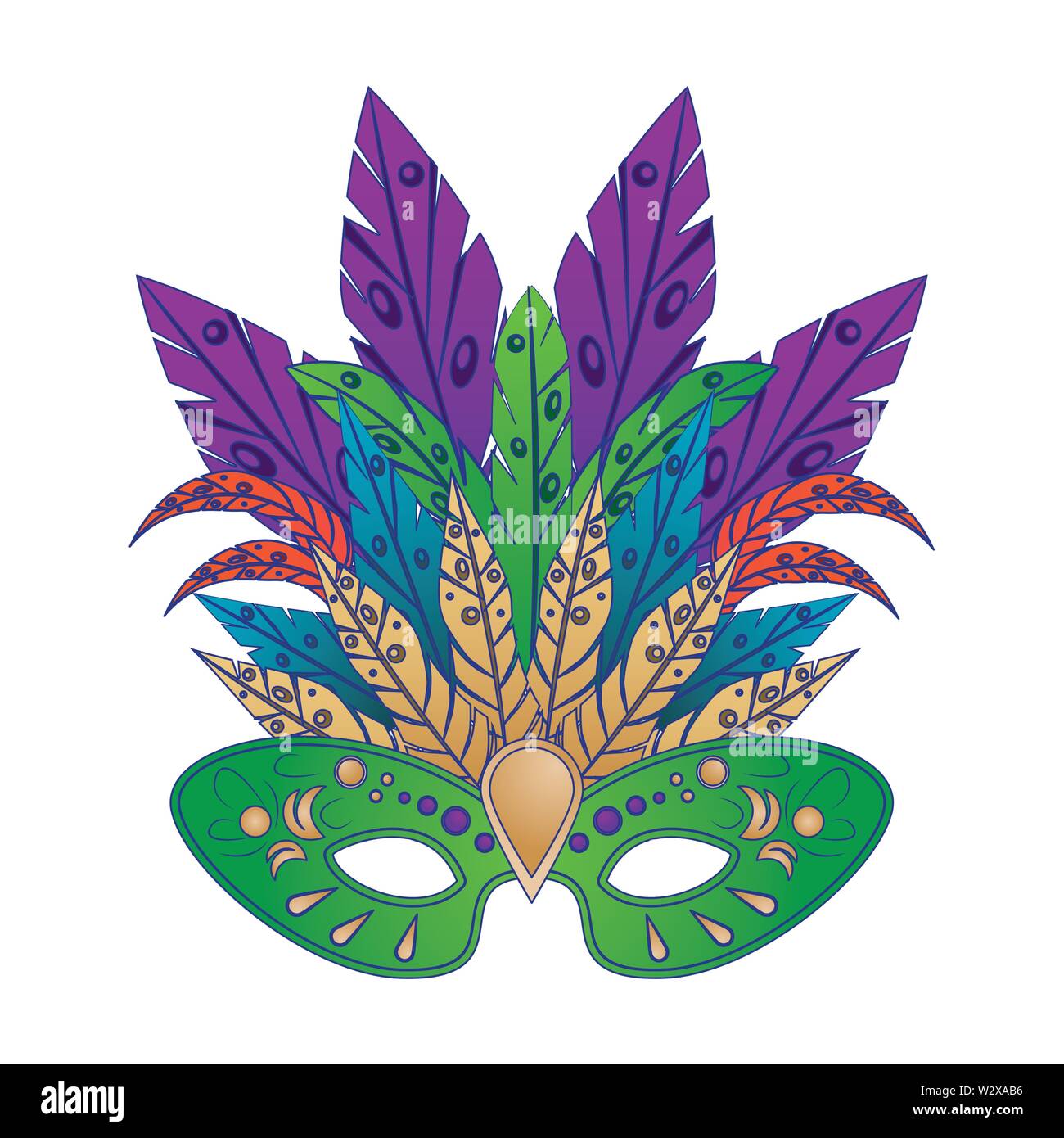 festive carnival party mask cartoon blue lines Stock Vector Image & Art ...