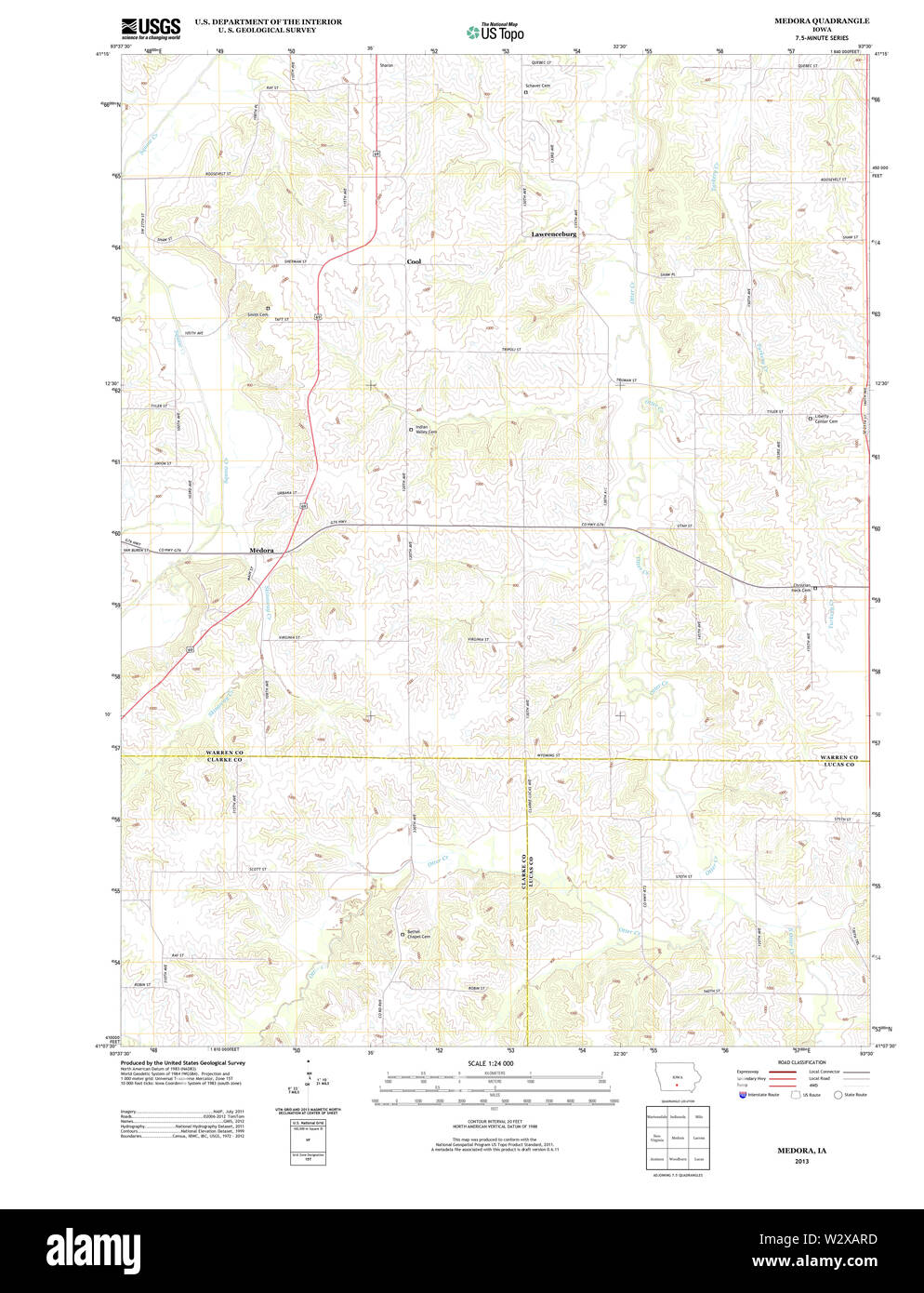 USGS TOPO Maps Iowa IA Medora 20130408 TM Restoration Stock Photo - Alamy