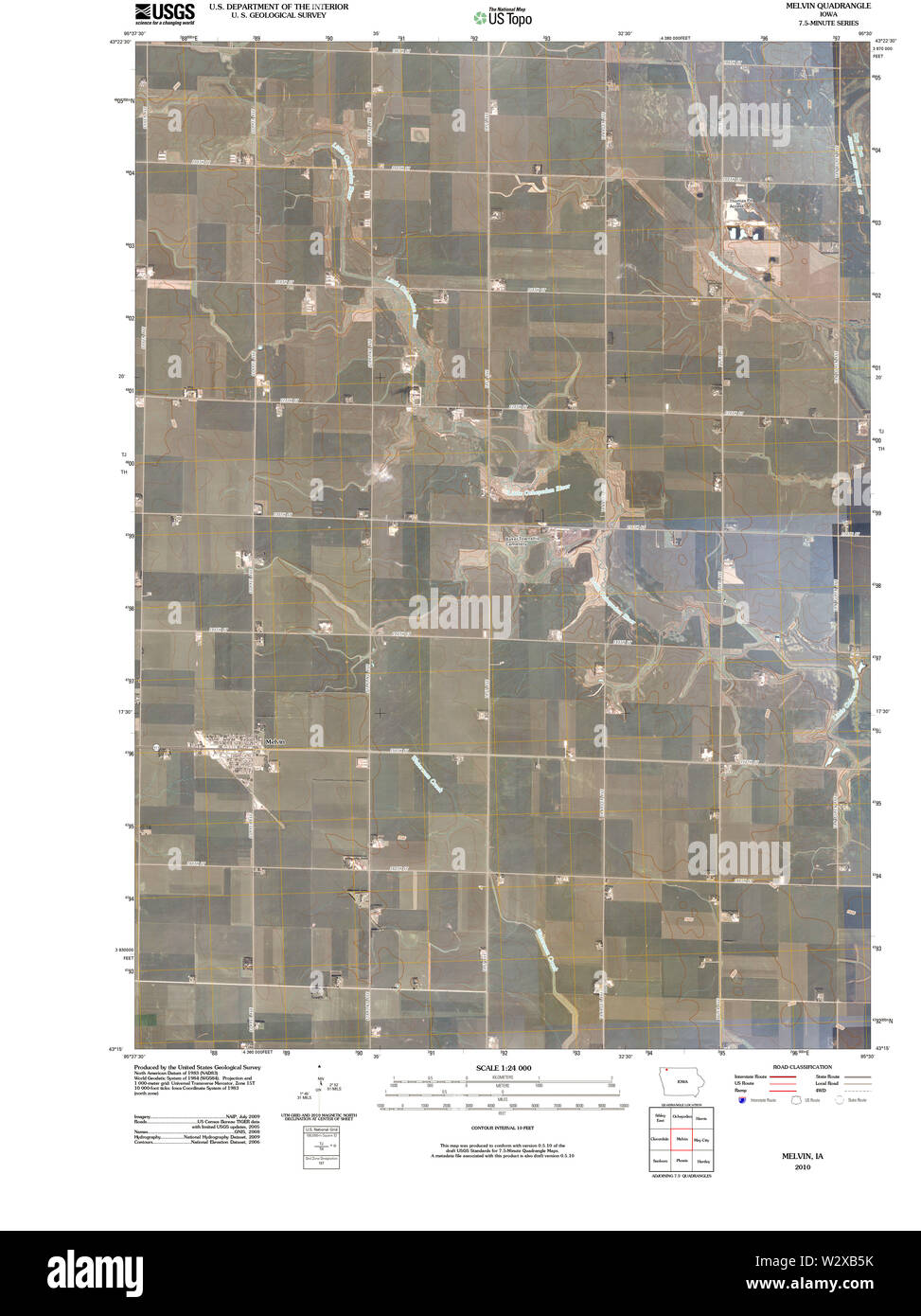 USGS TOPO Maps Iowa IA Melvin 20100514 TM Restoration Stock Photo - Alamy
