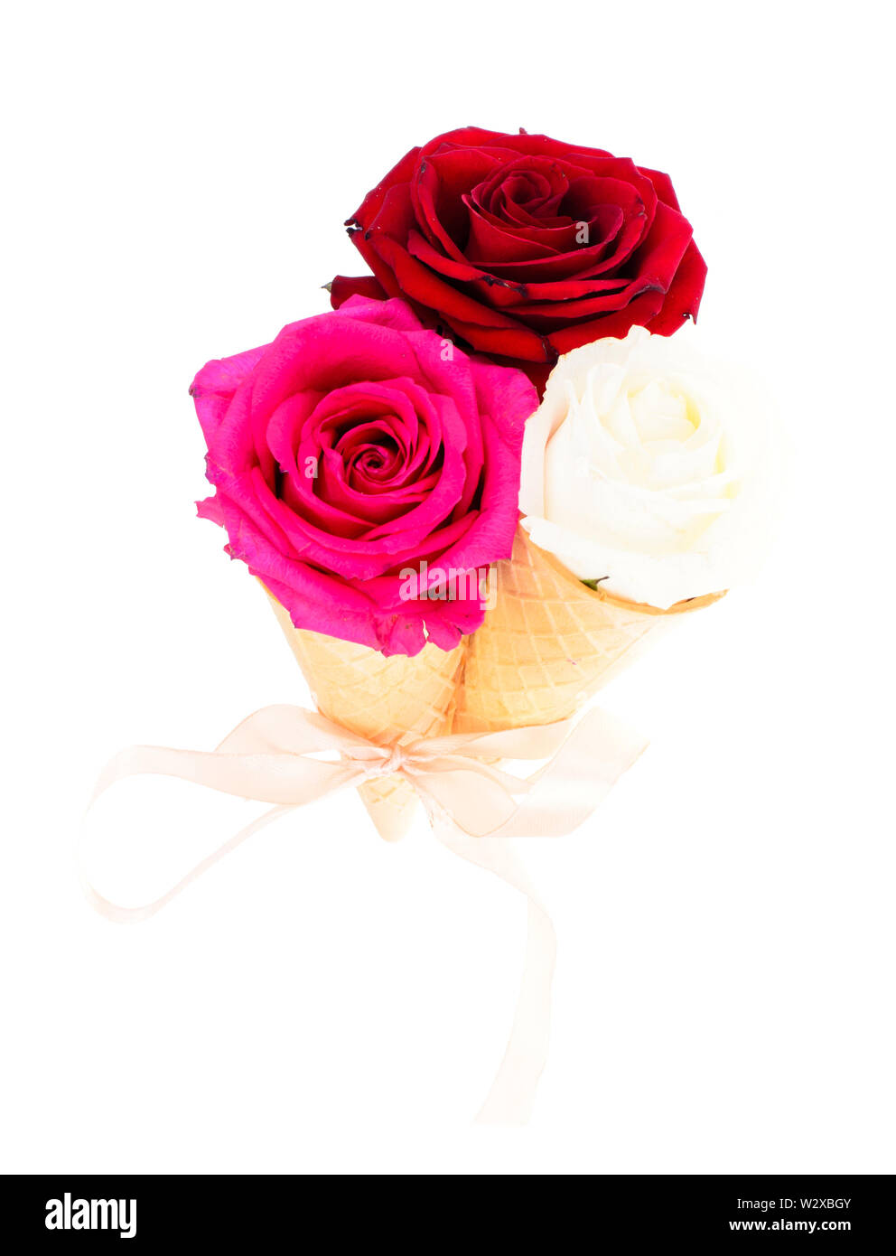 Roses in awafer ice cream cone Stock Photo - Alamy