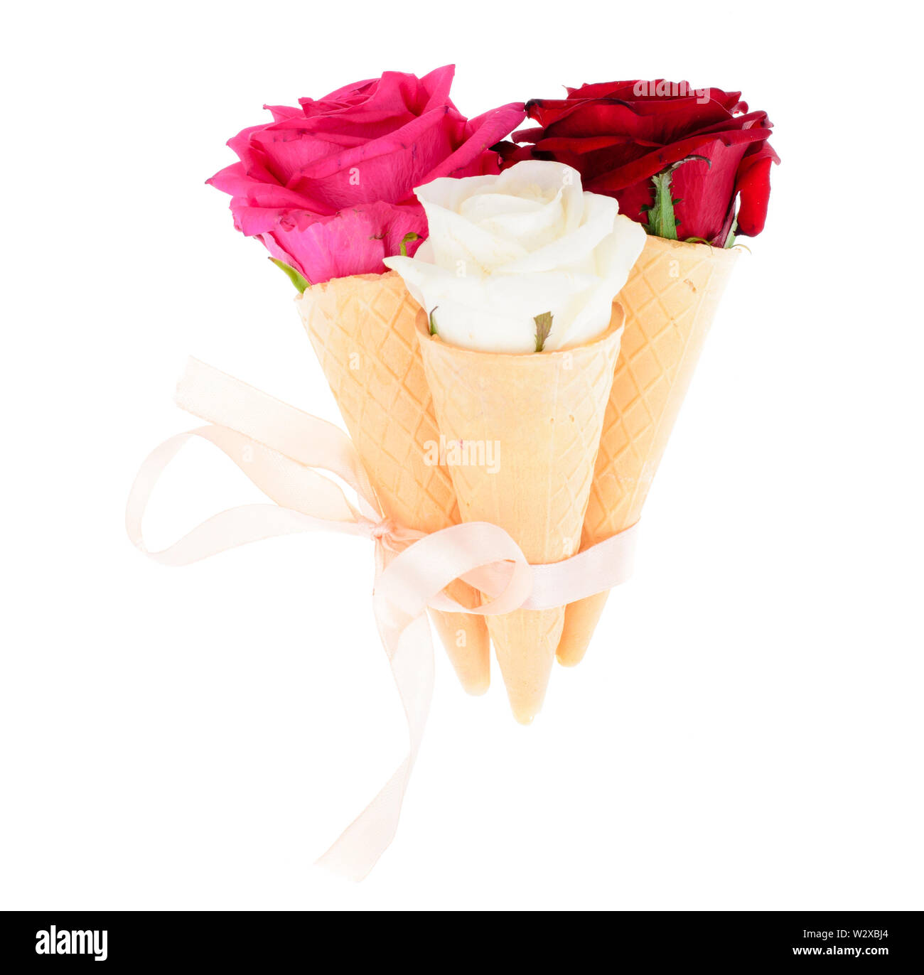 Roses in awafer ice cream cone Stock Photo - Alamy