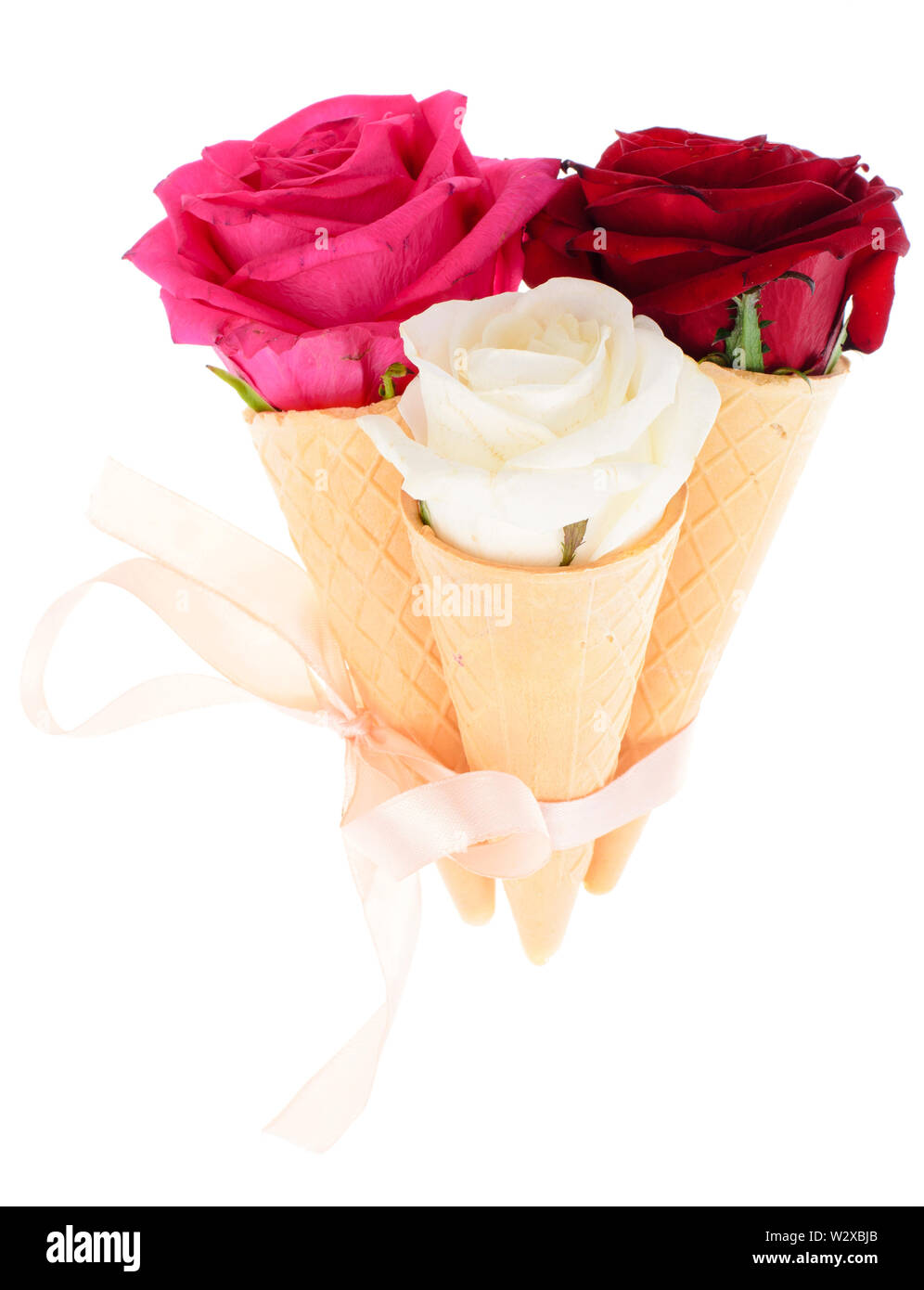 Roses in awafer ice cream cone Stock Photo - Alamy
