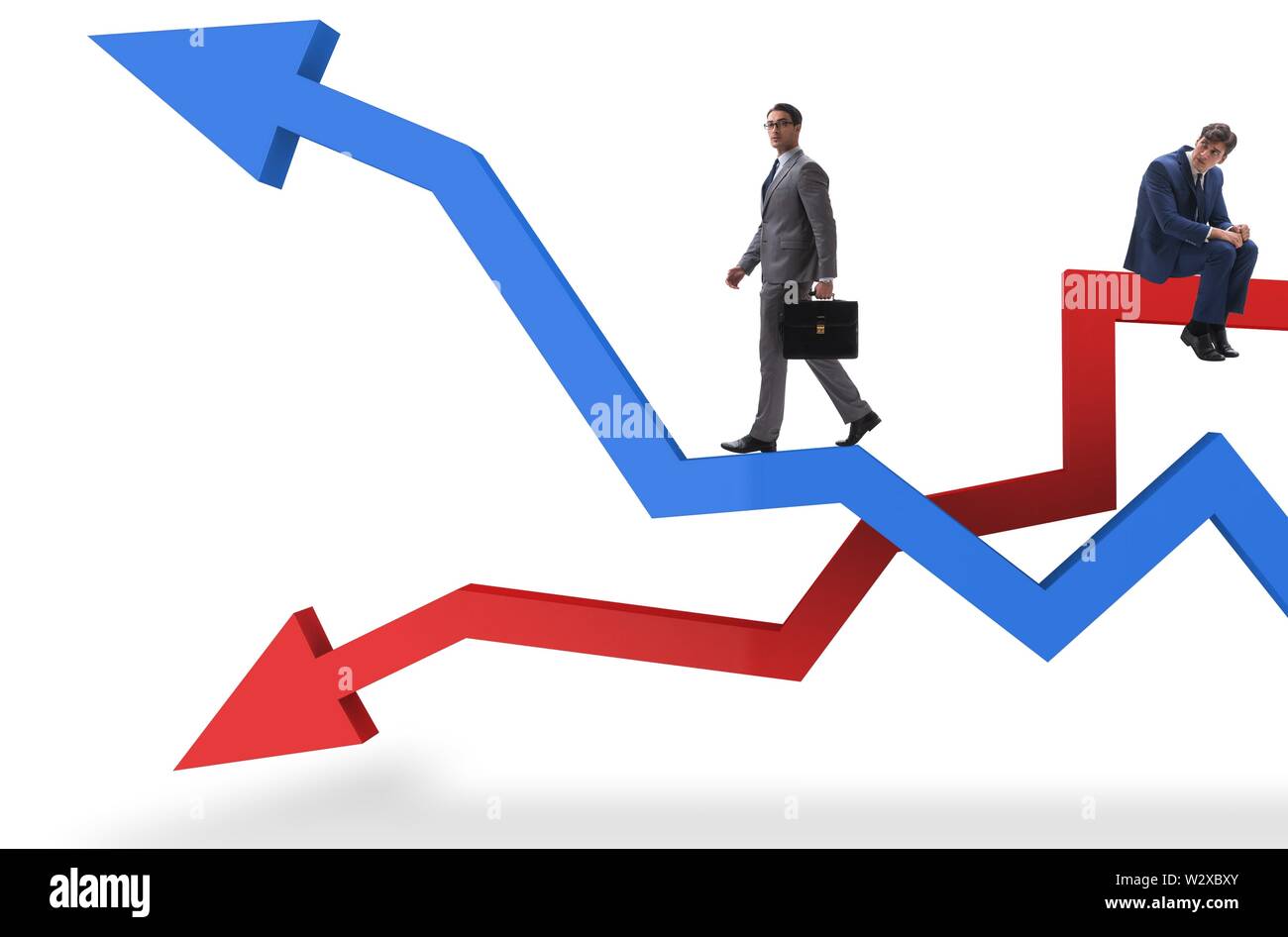 The businessman with charts of growth and decline Stock Photo - Alamy