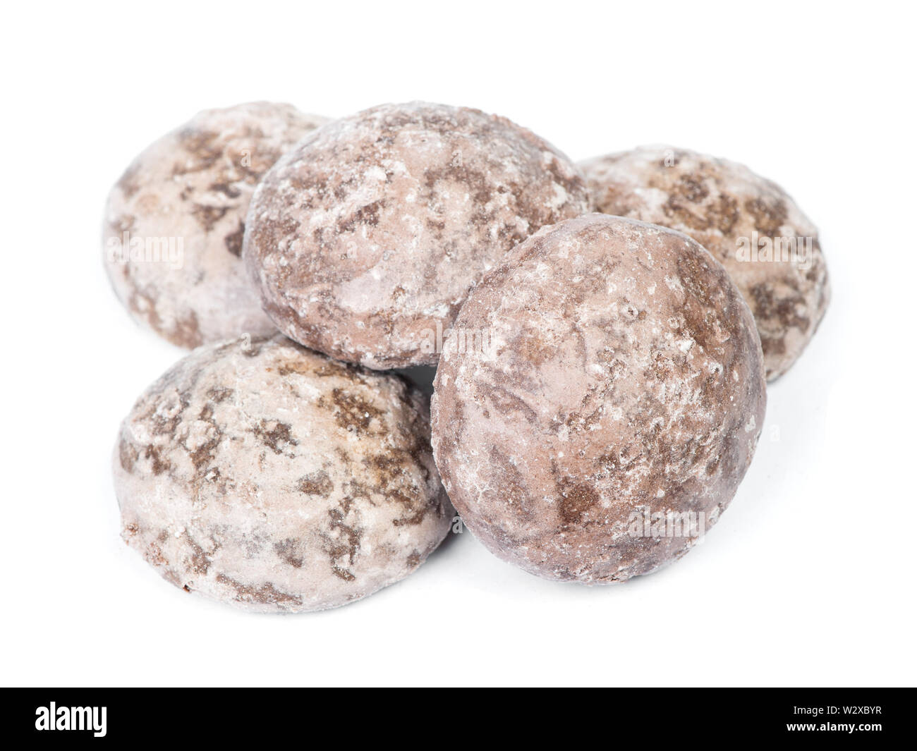 Group of chocolate gingerbread cookies isolated on white background ...