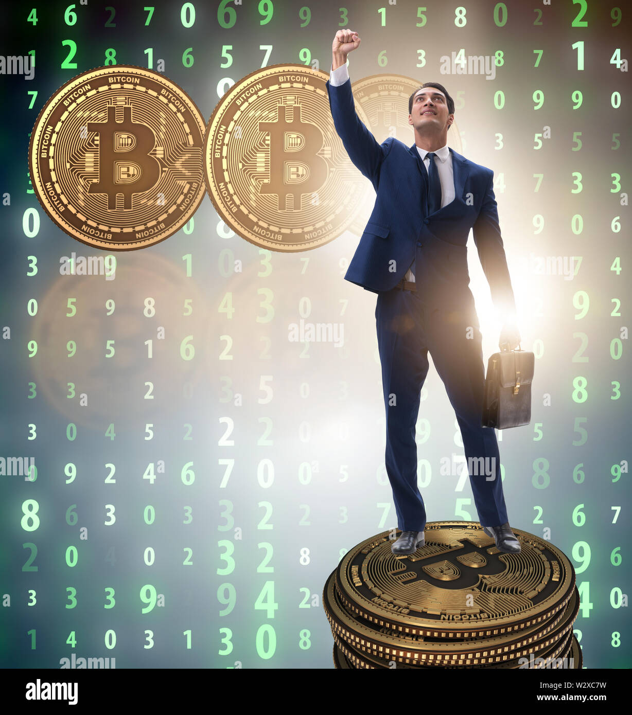 The businessman in cryptocurrency blockchain concept Stock Photo - Alamy