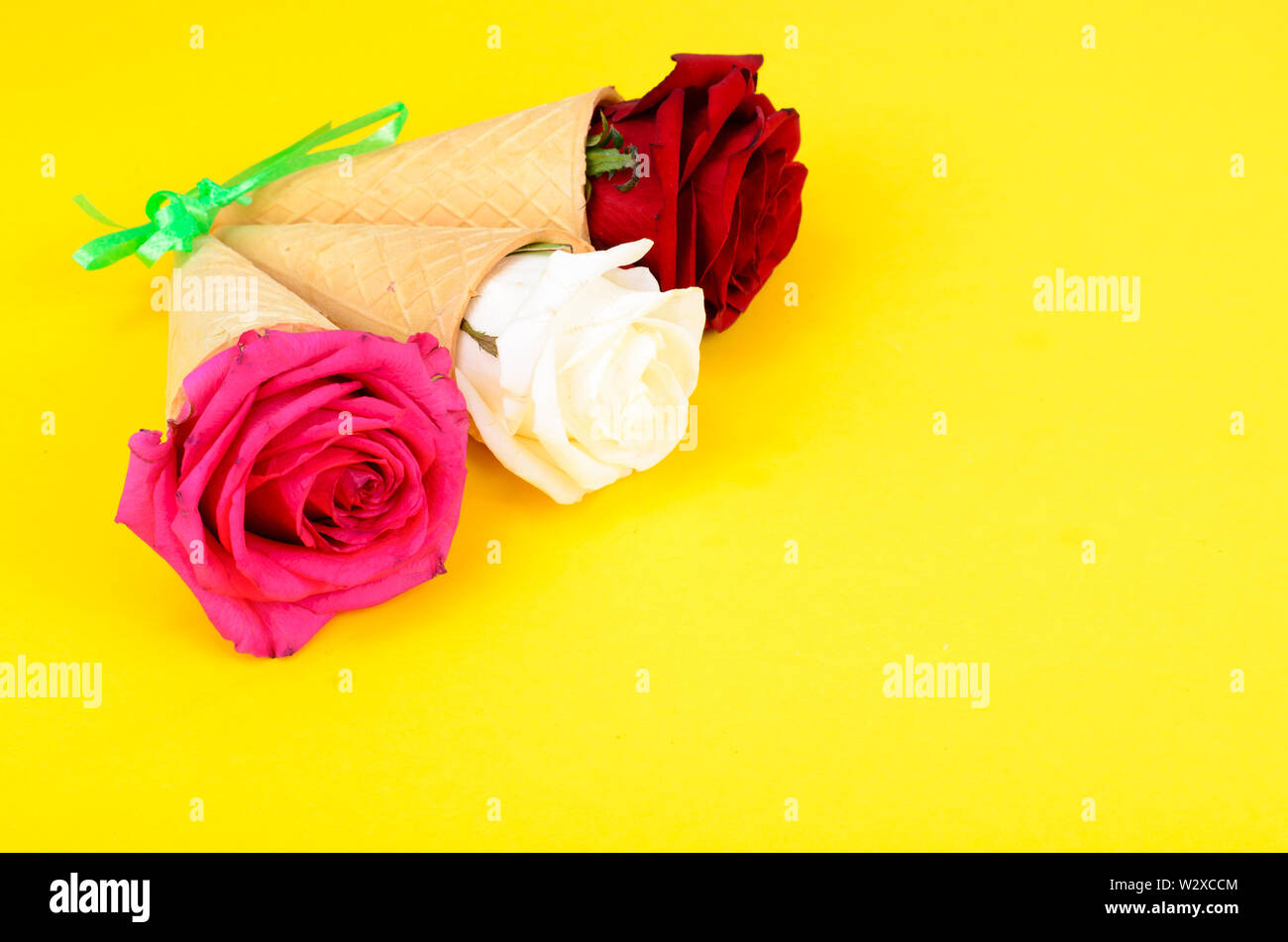 Roses in awafer ice cream cone Stock Photo - Alamy