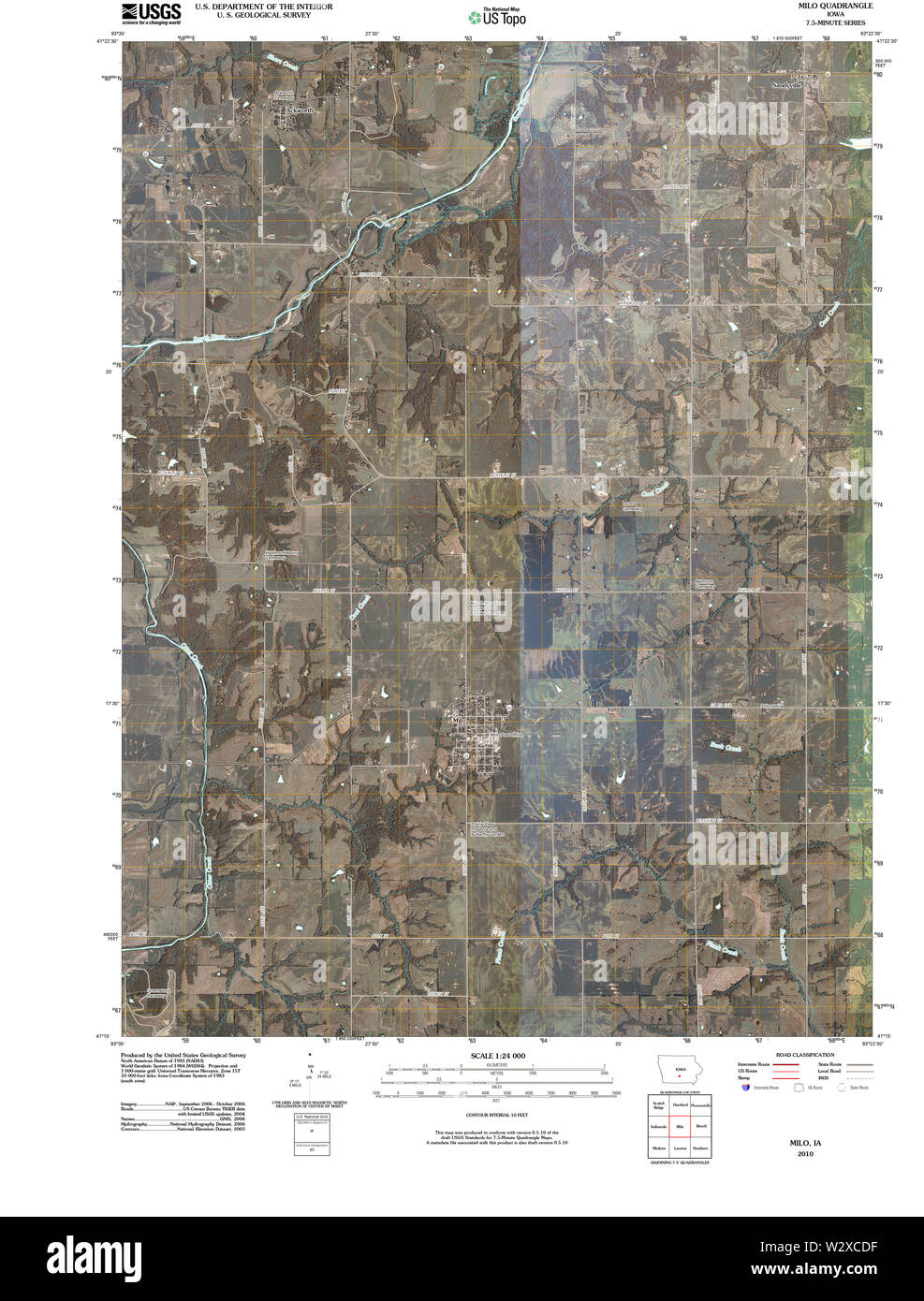 USGS TOPO Maps Iowa IA Milo 20100422 TM Restoration Stock Photo - Alamy