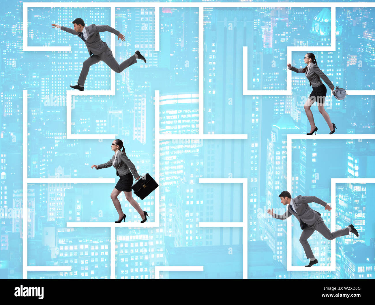 The business people getting lost in maze uncertainty concept Stock ...