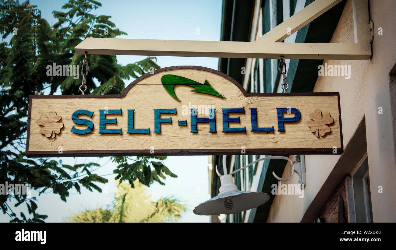 Street Sign the Direction Way to Self-Help Stock Photo - Alamy