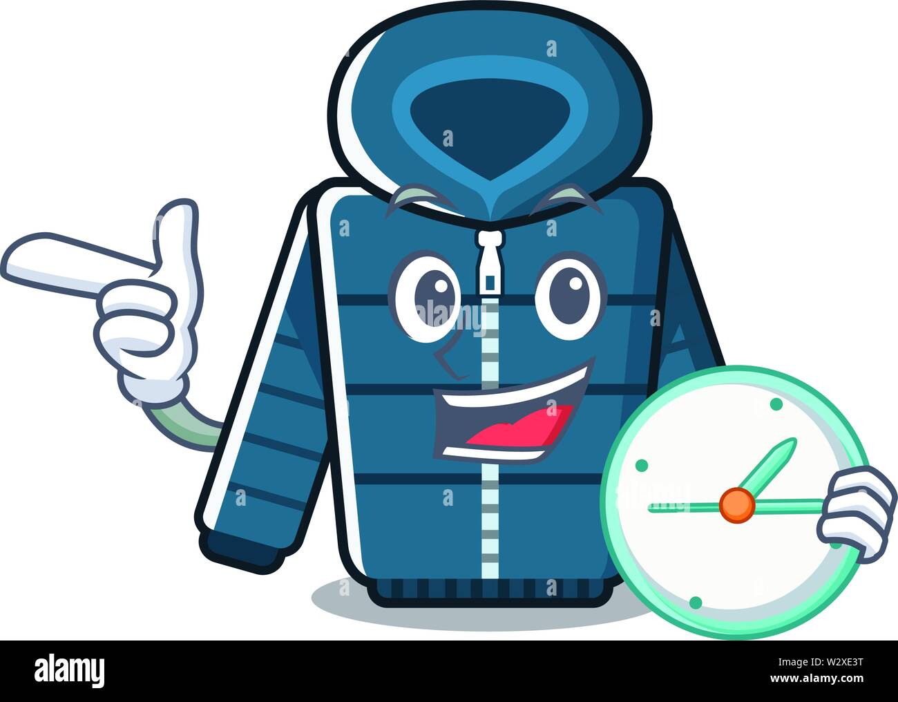 With clock cartoon winter coat hanger on wall Stock Vector Image & Art ...