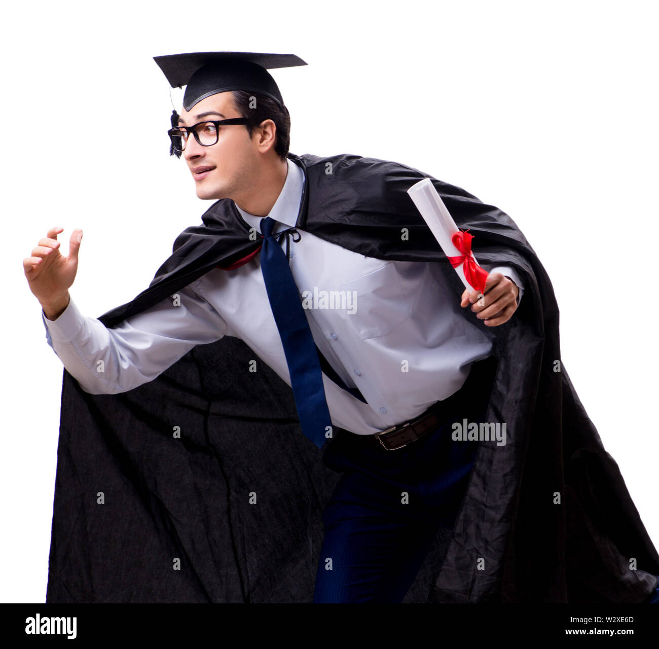 The student graduate isolated on white background Stock Photo - Alamy