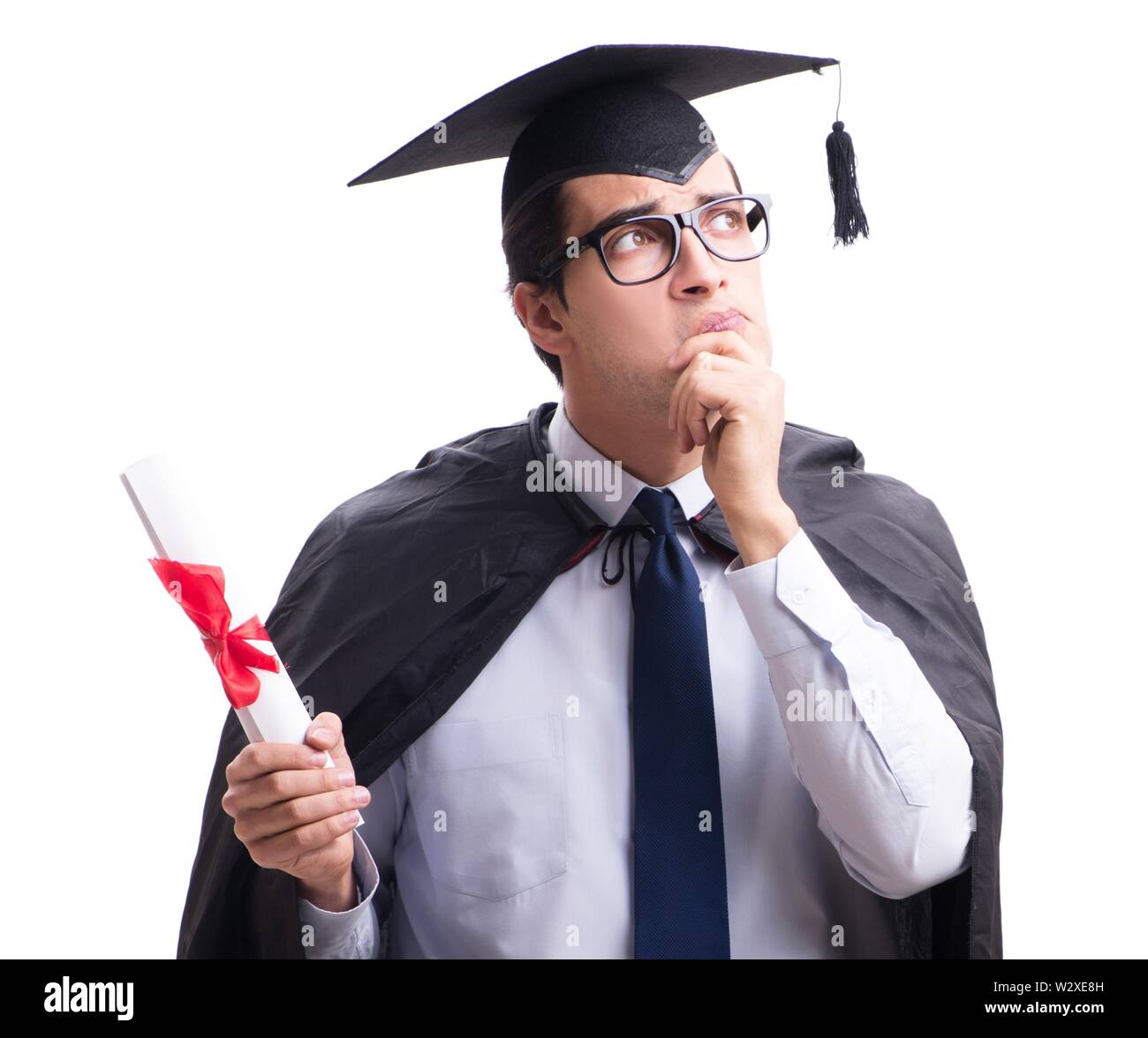The student graduate isolated on white background Stock Photo - Alamy