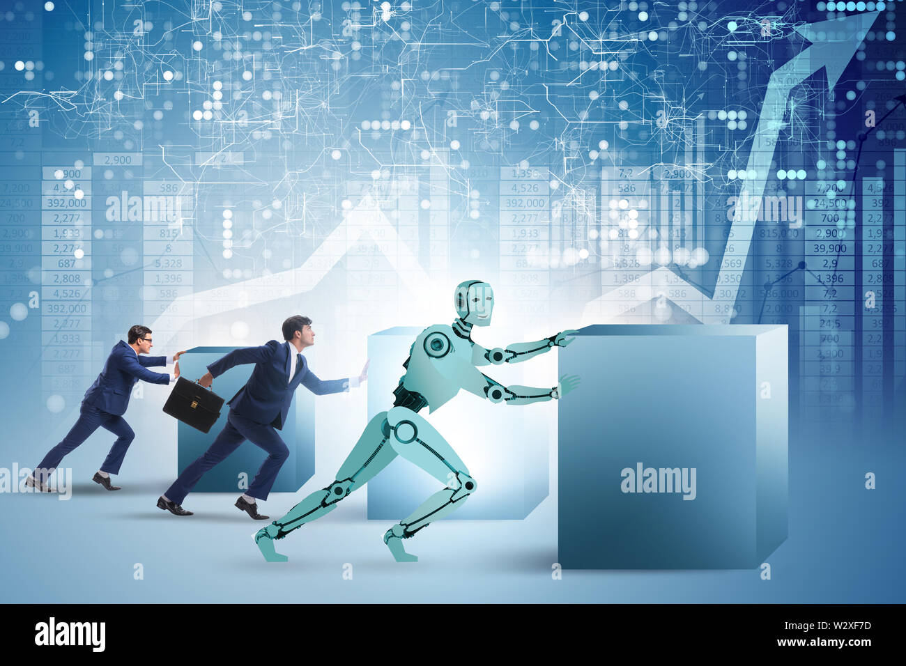 The concept of competition between robots and humans Stock Photo - Alamy