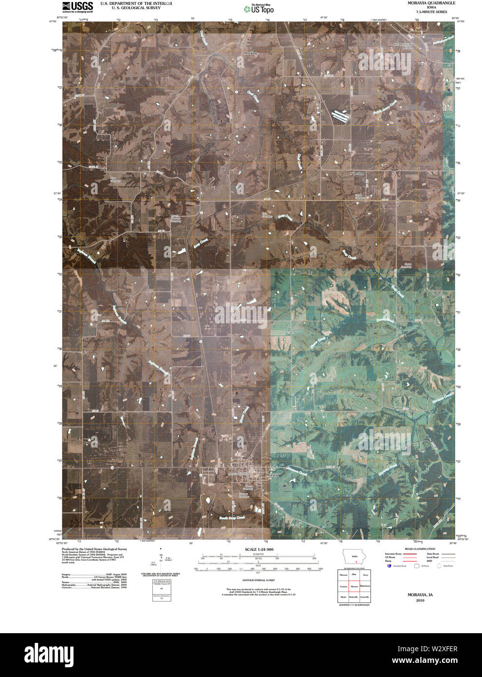 USGS TOPO Maps Iowa IA Moravia 20100507 TM Restoration Stock Photo - Alamy