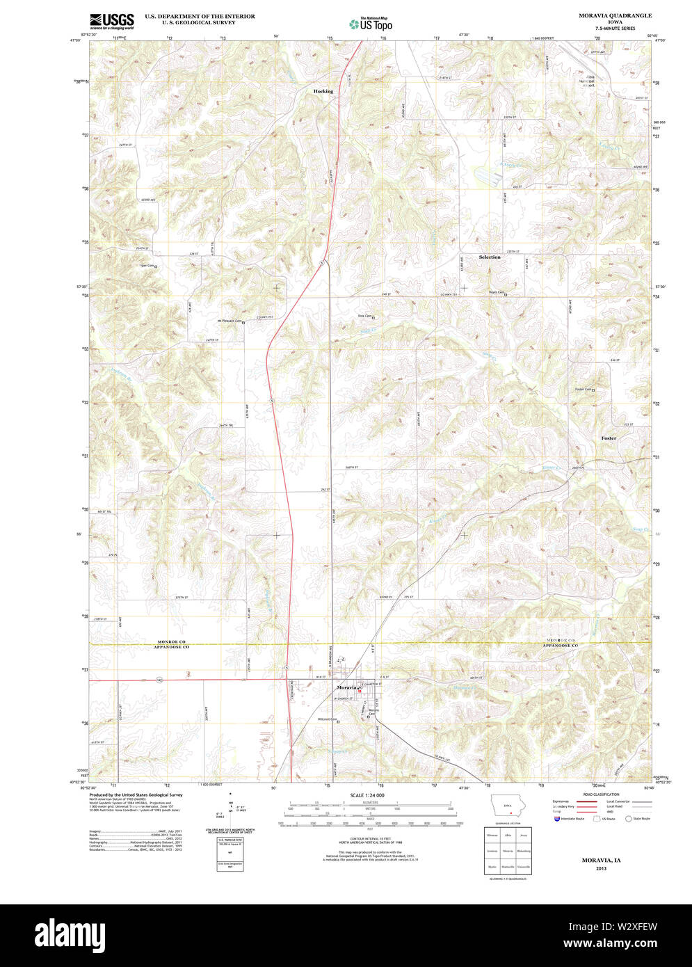 USGS TOPO Maps Iowa IA Moravia 20130411 TM Restoration Stock Photo - Alamy