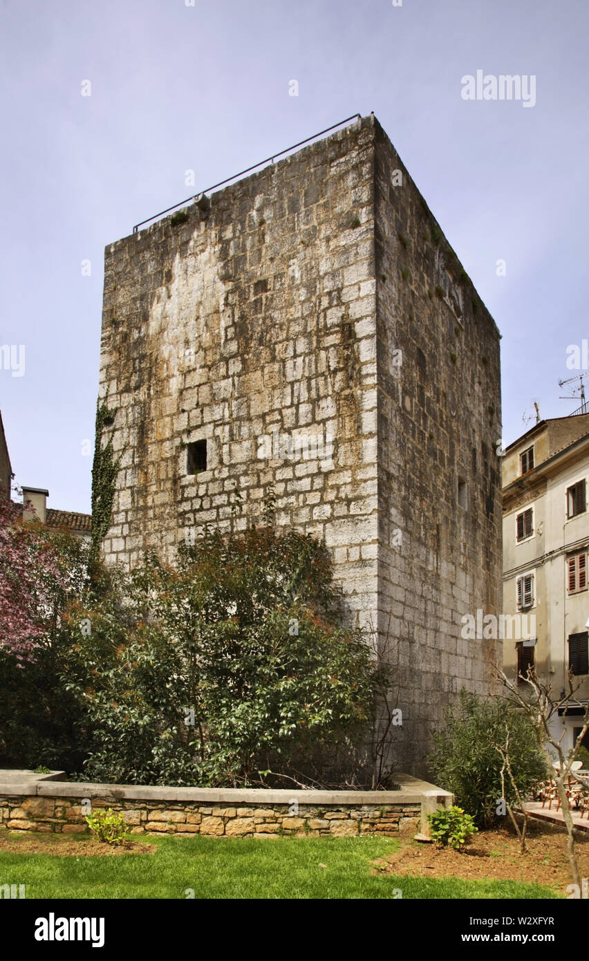 Pentagonal Tower in Porec. Croatia Stock Photo - Alamy