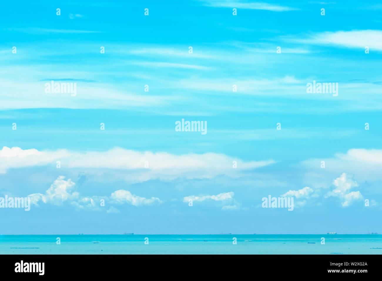 Beautiful blue sky blue sea water and white clouds on sunny day ...