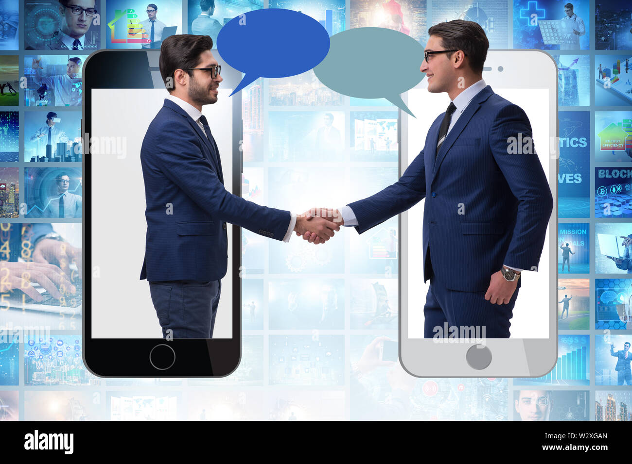 The concept of communication with businessmen handshaking Stock Photo ...