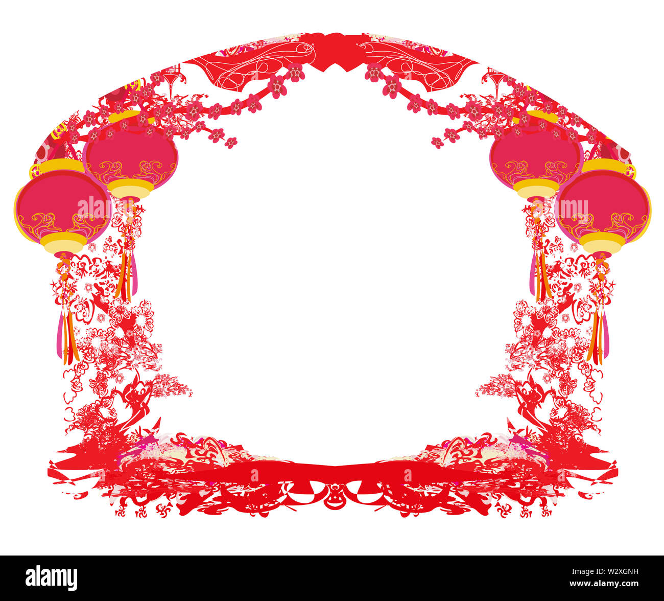 Chinese New Year with lanterns - frame Stock Photo - Alamy