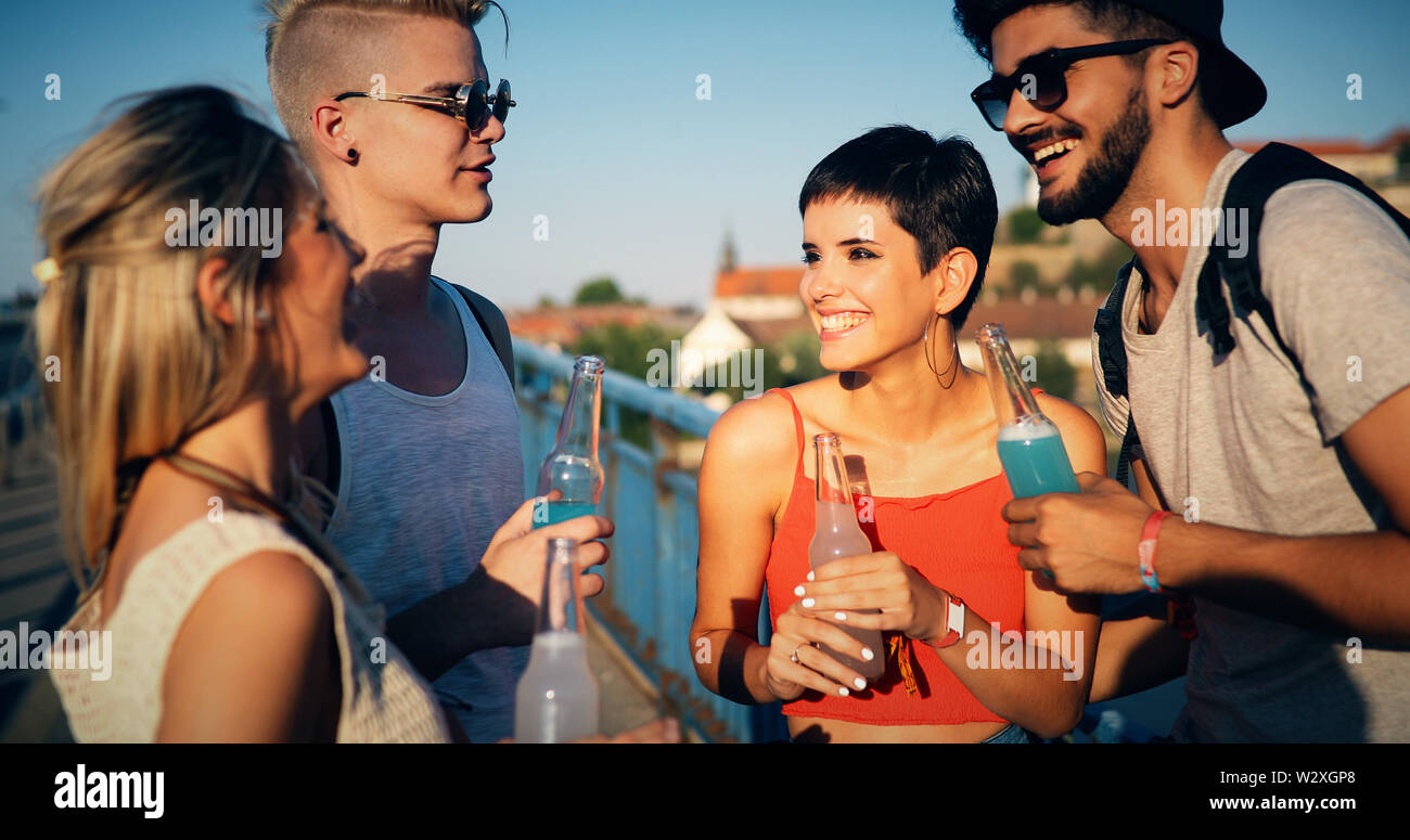 Happy young people having fun Stock Photo - Alamy