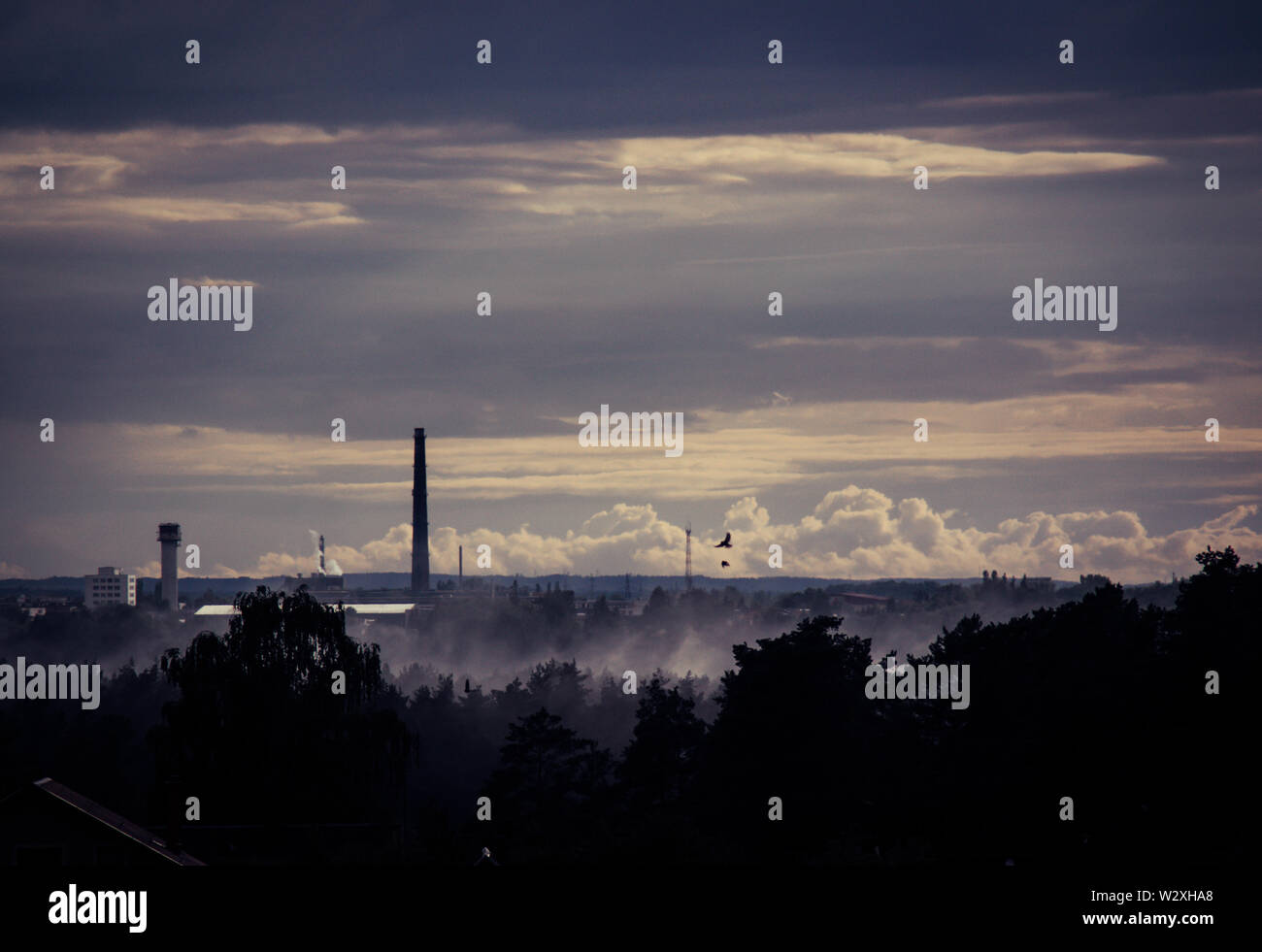 Smokes around the world and big pollution sky color and nature ...