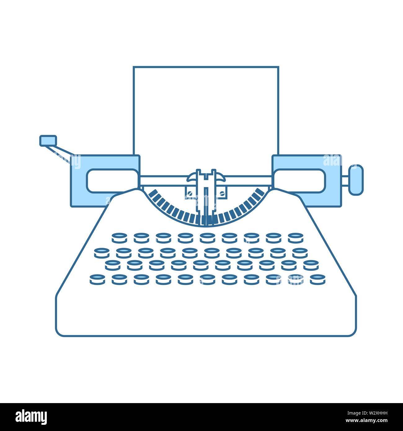 Typewriter Icon. Thin Line With Blue Fill Design. Vector Illustration ...