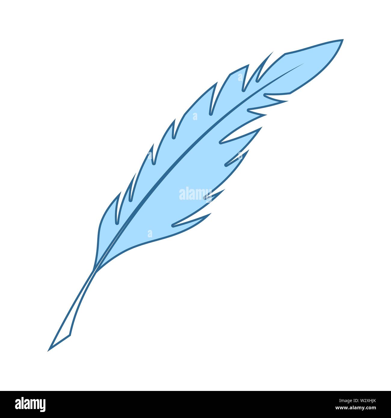 Writing Feather Icon. Thin Line With Blue Fill Design. Vector ...