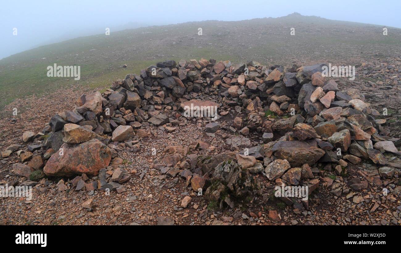 Pile of stones on Red Pike in the Lake District National Park, Cumbria ...