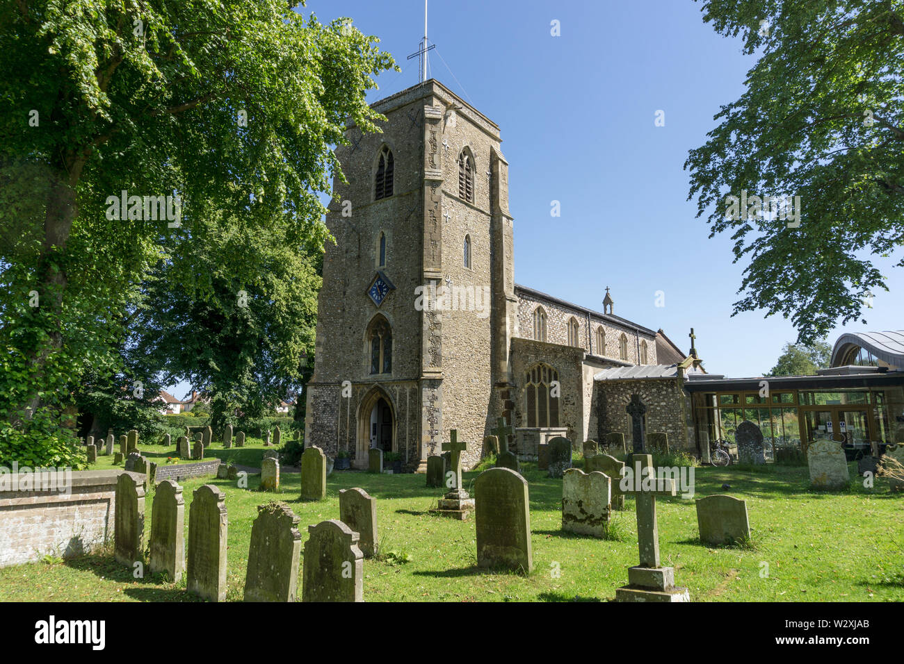 The parish church of St Andrews in the market town of Holt, Norfolk, UK ...