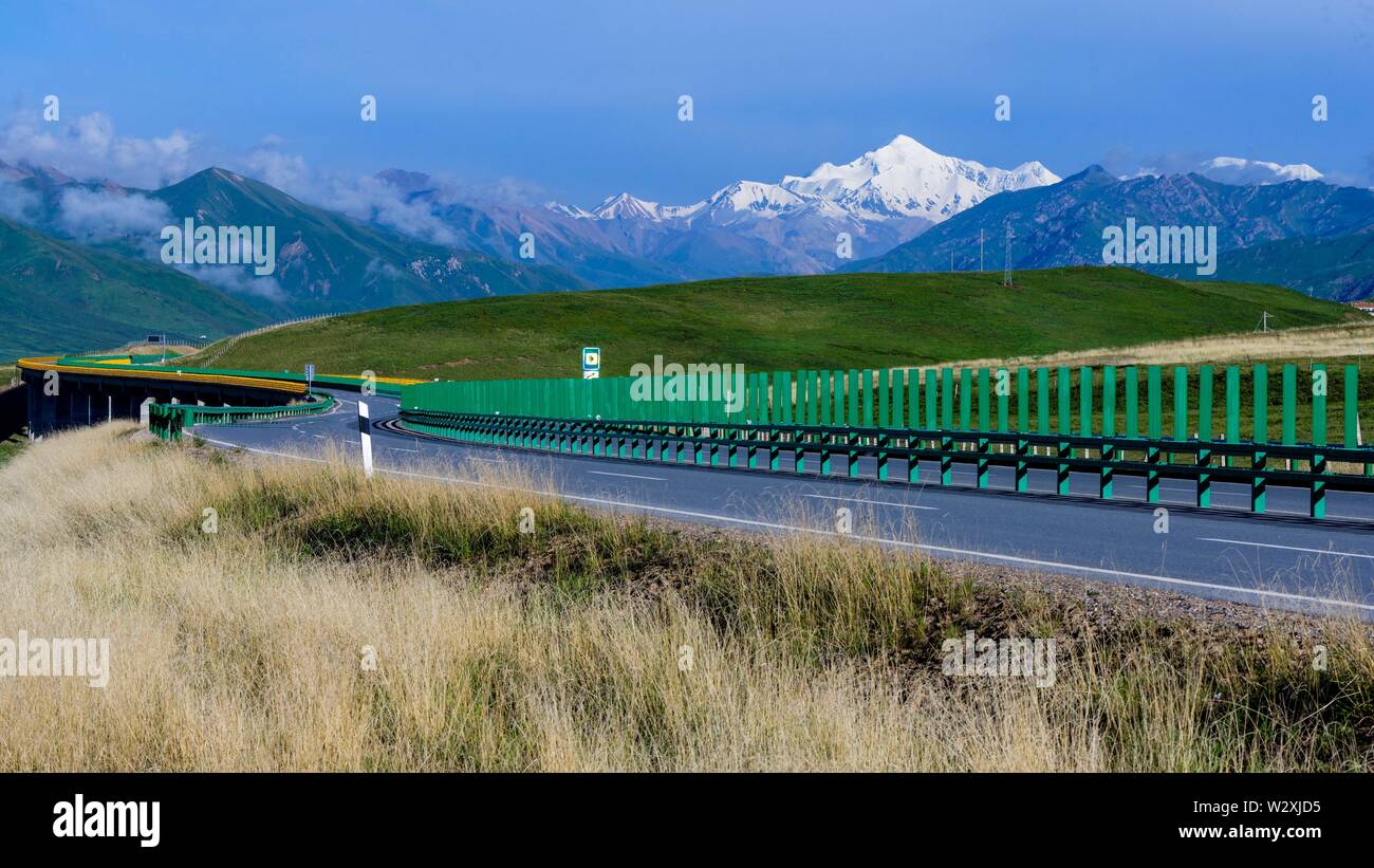Maqen. 10th July, 2019. Photo taken on July 10, 2019 shows the scenery ...