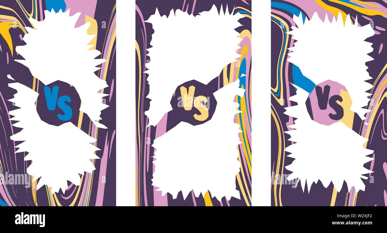 Versus screen. Set of editable vertical templates with a ratio of 16 to ...