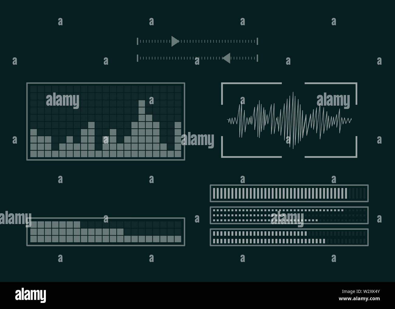 The screen with the audio program. The set of equalizer. Sound setting ...