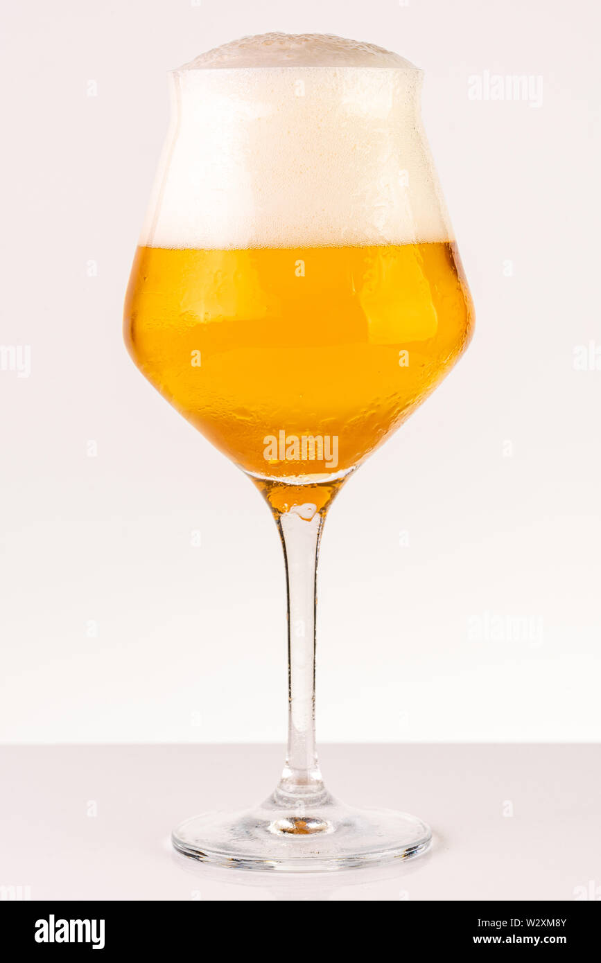 Glass of cold golden beer isolated on a white background Stock Photo ...