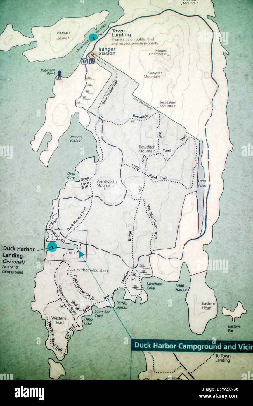 Acadia national park map hi-res stock photography and images - Alamy