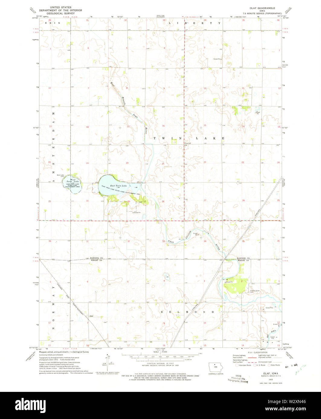 USGS TOPO Maps Iowa IA Olaf 175298 1972 24000 Restoration Stock Photo ...