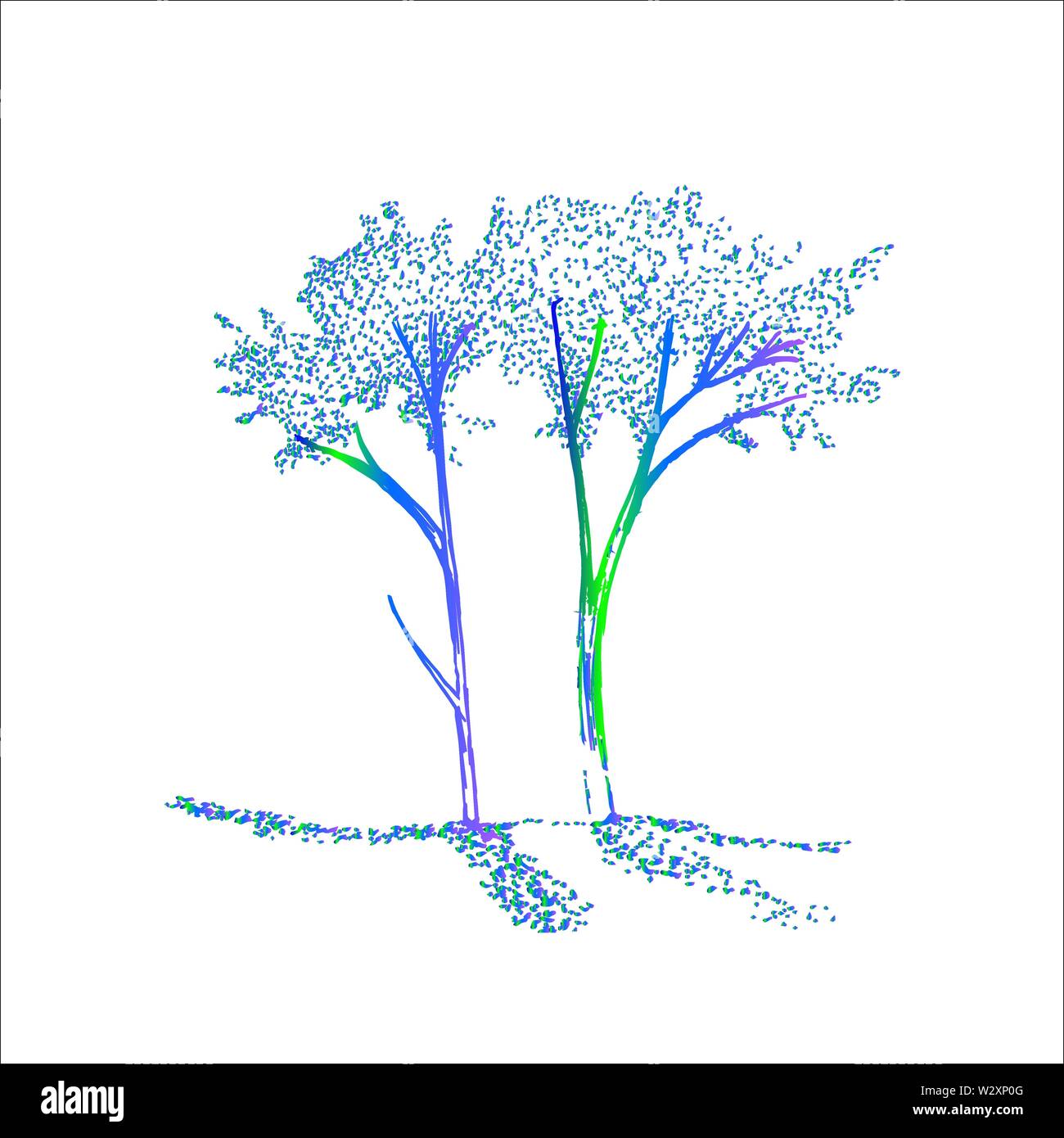 Color illustration of tree branches. The play of light and shadow Stock ...