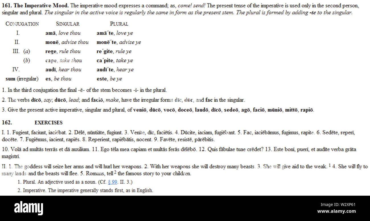 Latin imperative explanation dooge Stock Photo - Alamy