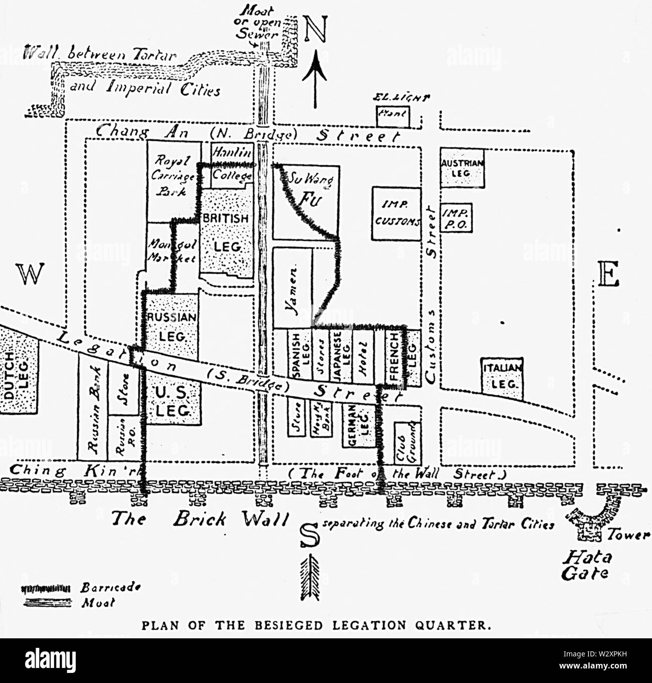 A map of the defenses of the Legation Quarter in 1900 Stock Photo - Alamy
