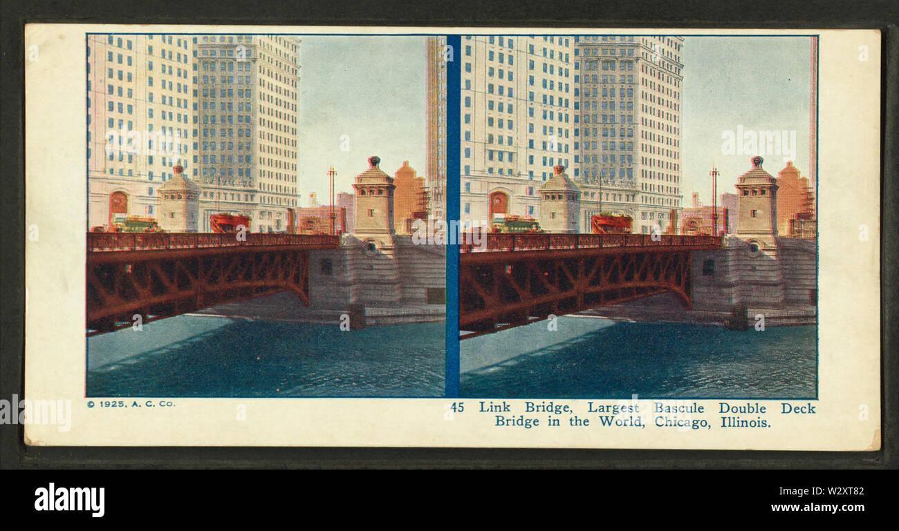 Link bridge, largest bascule double deck bridge in the world, Chicago ...