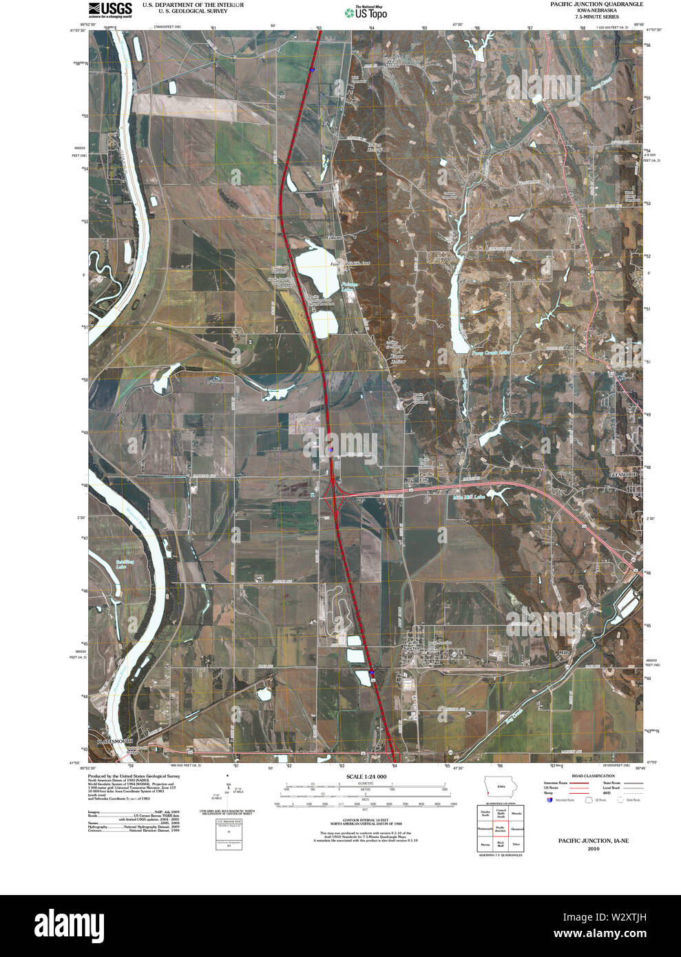 USGS TOPO Maps Iowa IA Pacific Junction 20100615 TM Restoration Stock ...