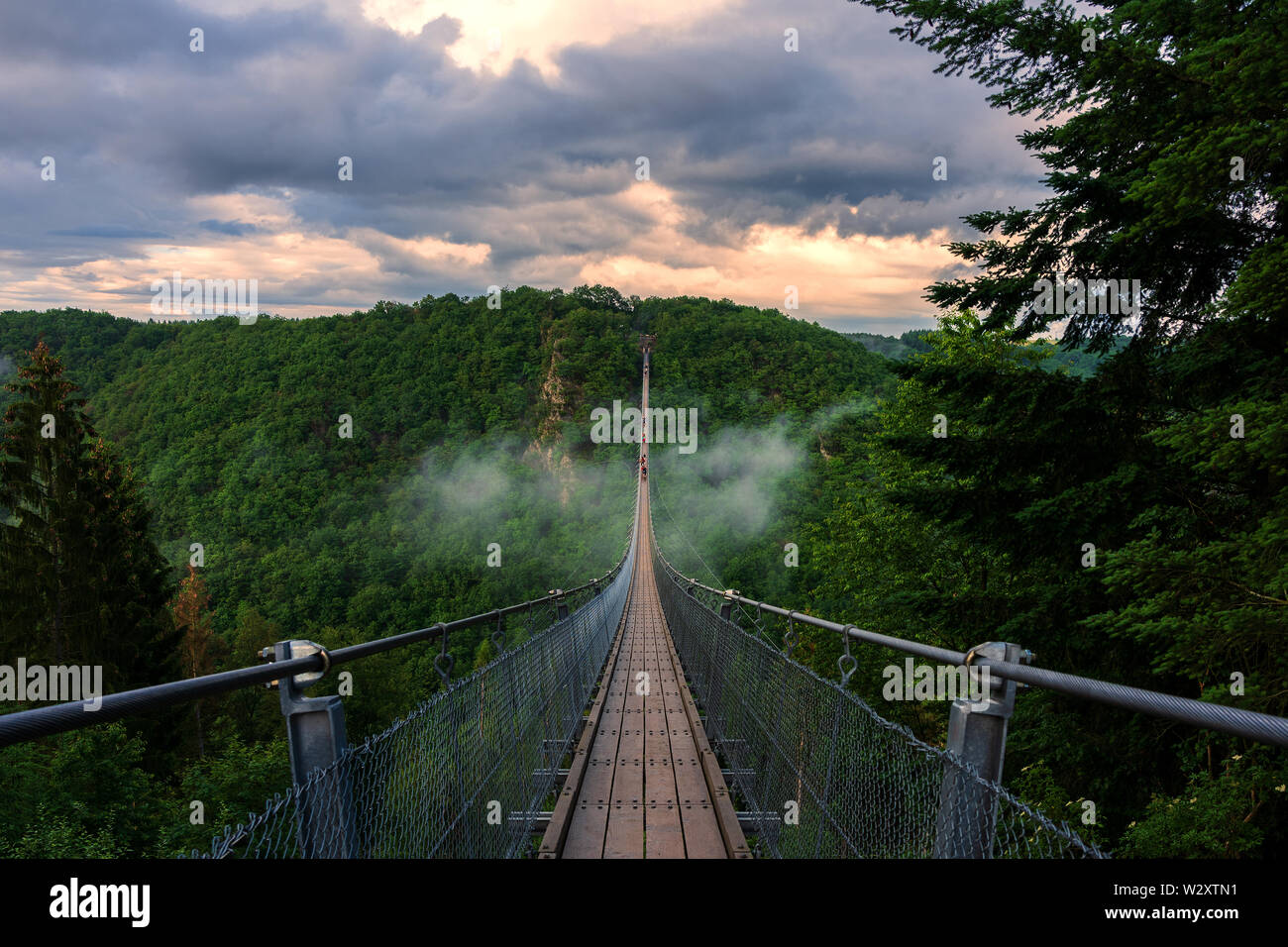 View of a suspension bridge in Germany, Geierlay Stock Photo - Alamy